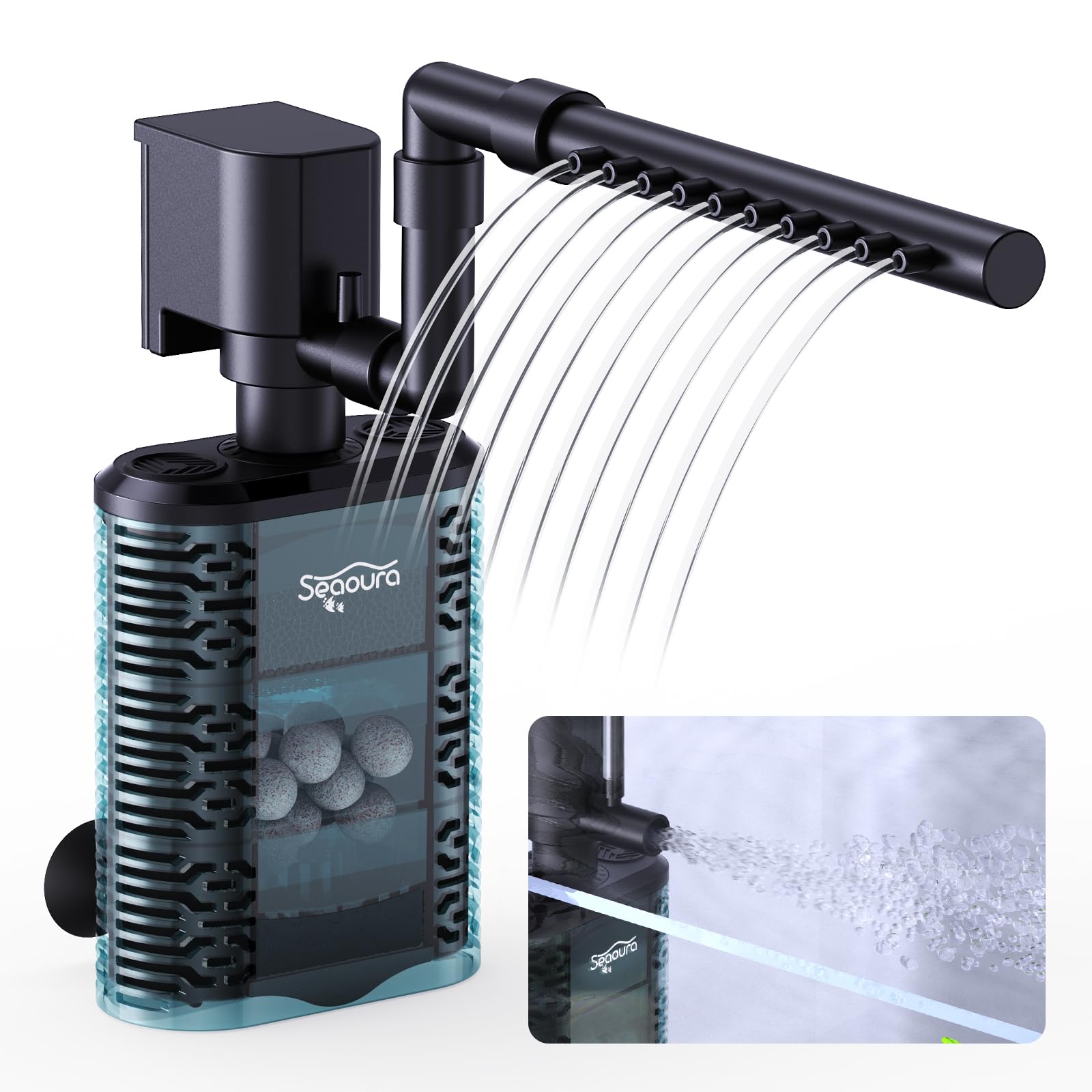 Amazon.com: Internal Aquarium Filter with Aeration System, 120GPH ...