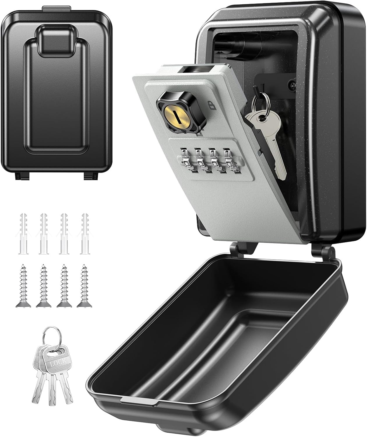 Mohard Key Safe Wall Mounted with Resettable Spare Key, 4 Digit ...