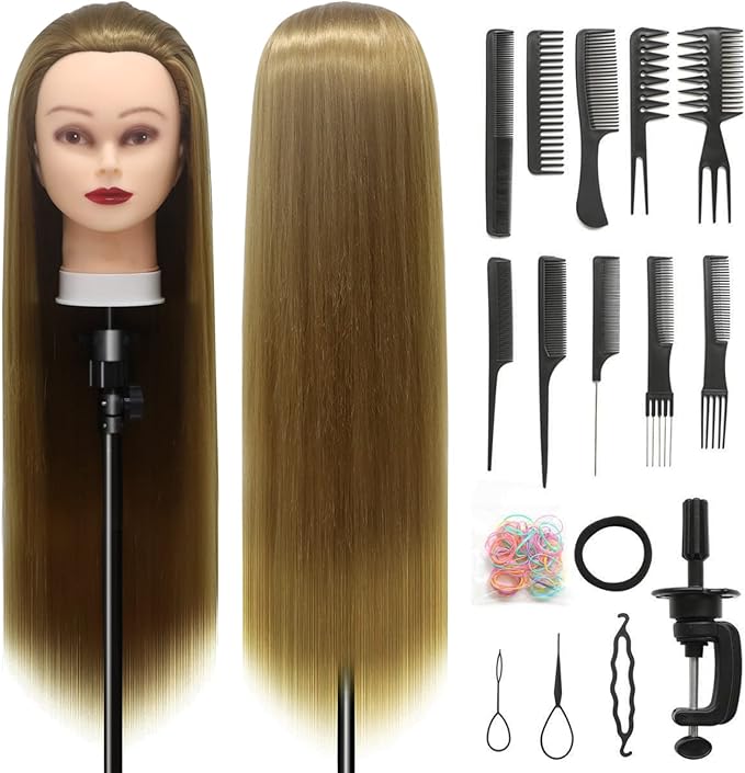 Styling Head 28 inch Hairdresser Training Head 100% Synthetic Fiber ...