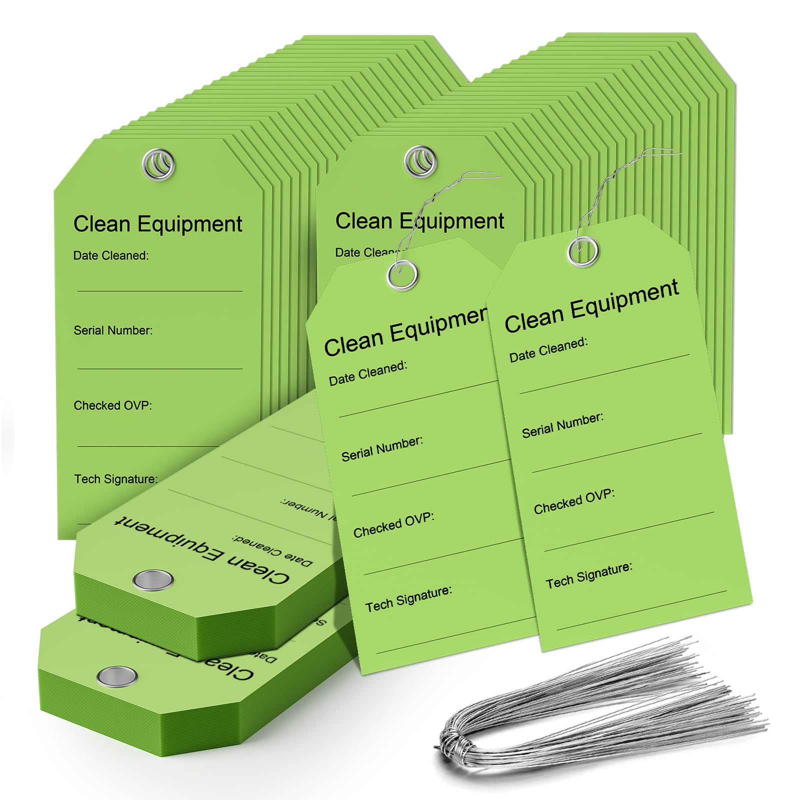 Amazon.com: 500-Pack Equipment Tags with Wire，Grenn Tceg Clean ...