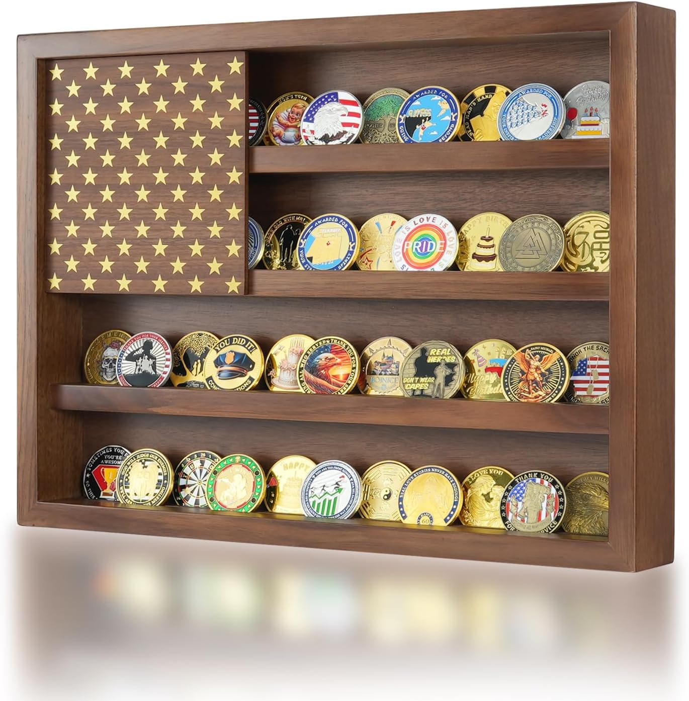 Amazon.com: DecoWoodo American Flag Challenge Coin Holder Display Wall ...