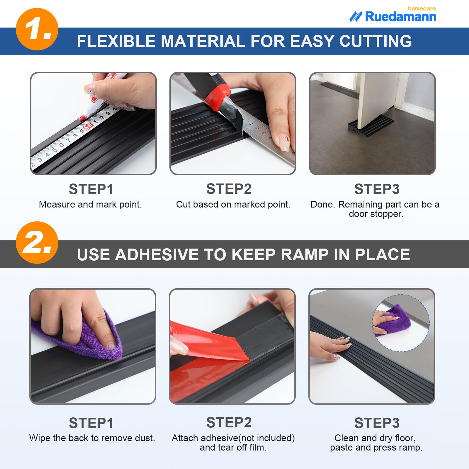 Snapklik.com : 1" Rise PVC Threshold Ramp For Doorways, 1700 Lbs Load ...