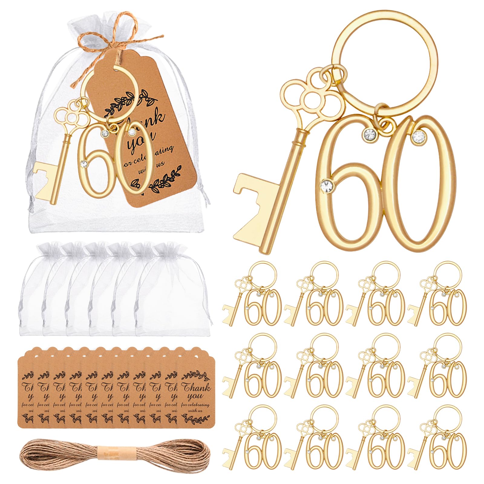 Amazon.com: 24Pcs 60th Key Bottle Openers Keychain Bulk 60th Birthday ...