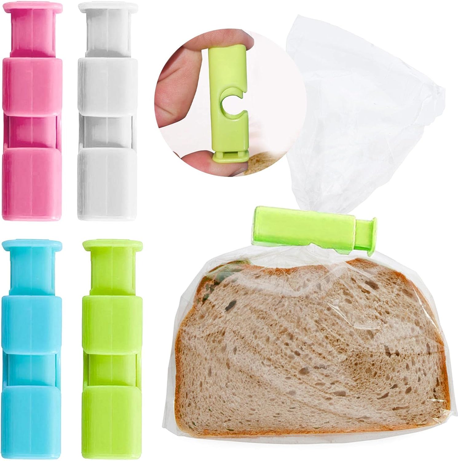 Amazon.com: Xiaokeis 4 PCS Bag Closure Clips, Squeeze Lock Bread Bag ...