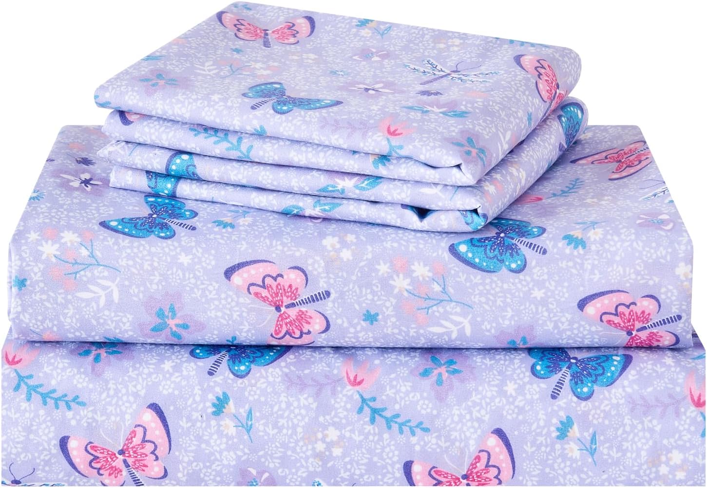 Amazon.com: Kids Bed Sheet Set Twin Girls Teens Pink Butterfly Bedding ...