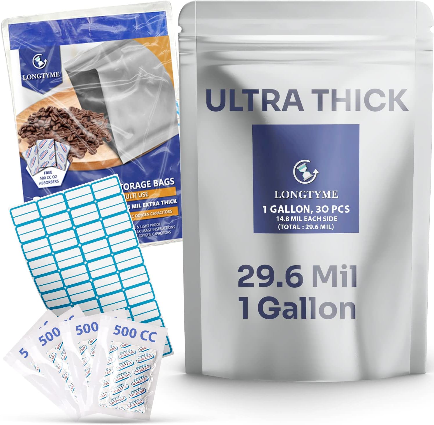 Amazon.com: 29.6 Mil,1 Gallon Mylar Bags-Mylar Bags 1 Gallon-Gallon ...