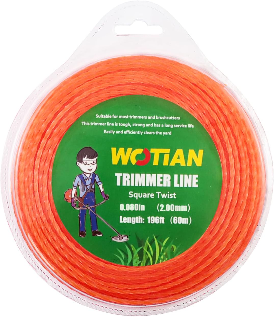 Amazon.com : WOTIAN 080 Square Twisted Trimmer line 0.080-Inches Weed ...
