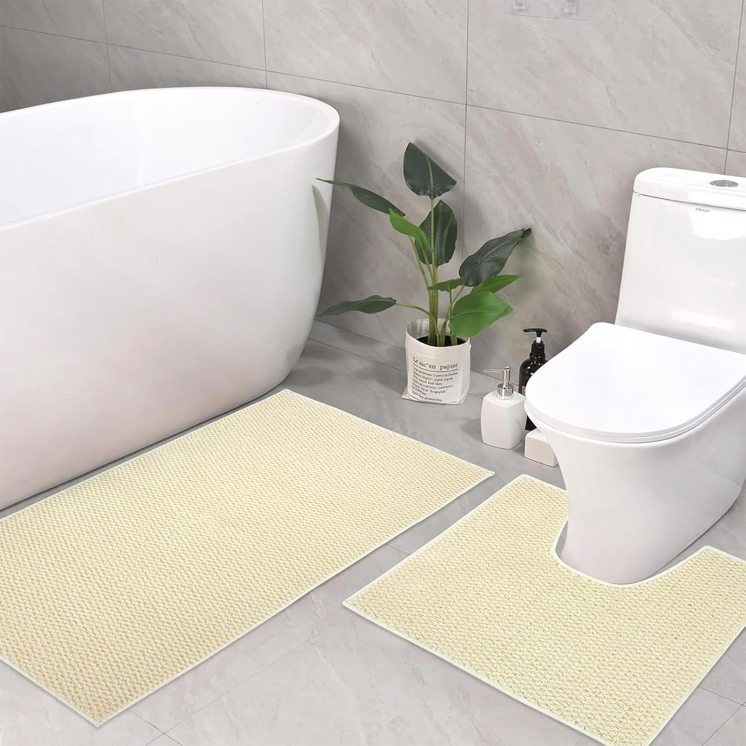 Non-Slip Shower Mat, Bath Mat Set 2 Pieces, 50x80 cm Bathroom Mat ...