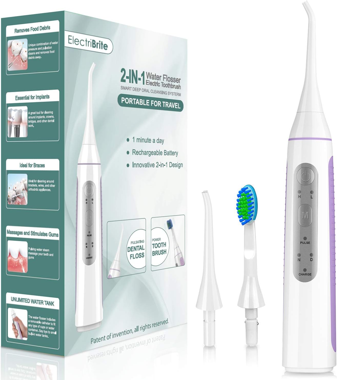 Amazon.com: Water Flosser & Electric Toothbrush Combo, 2-in-1 Cordless ...