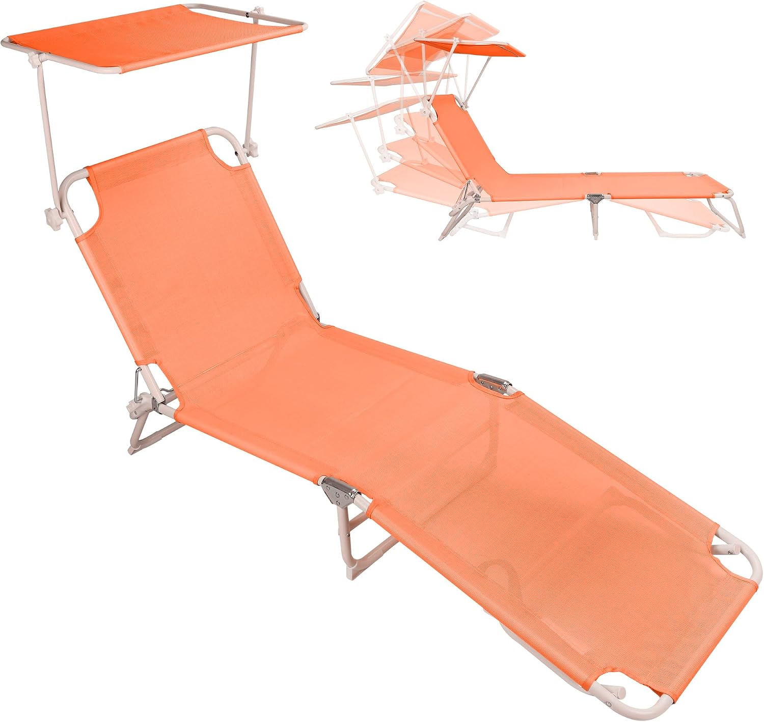 Northroad Foldable Beach Lounge Chair with 360° Canopy Sunshade, Carry ...