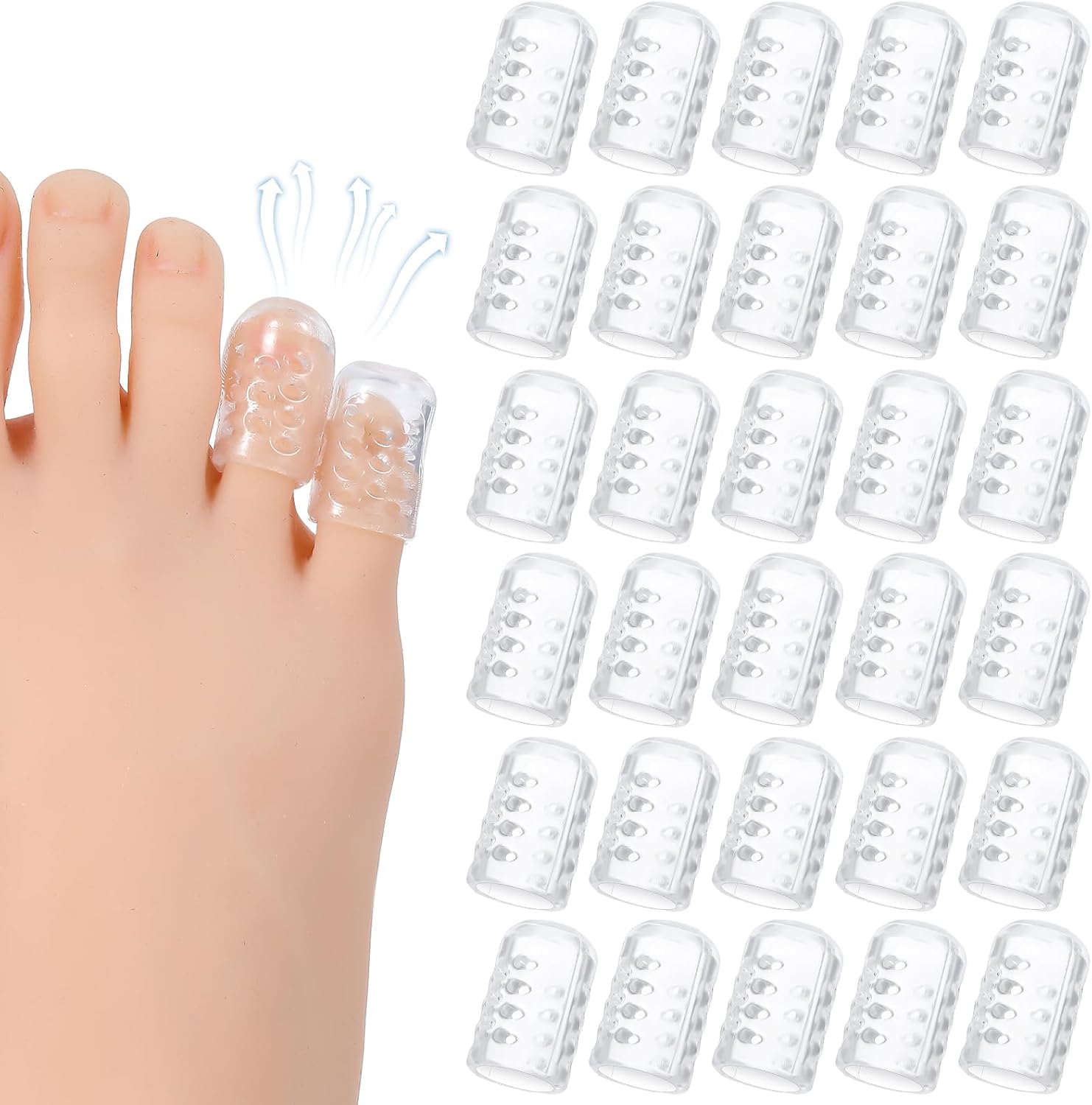 Amazon.com: 30 Pcs Silicone Toe Protectors Sleeves Anti-Friction Toe ...