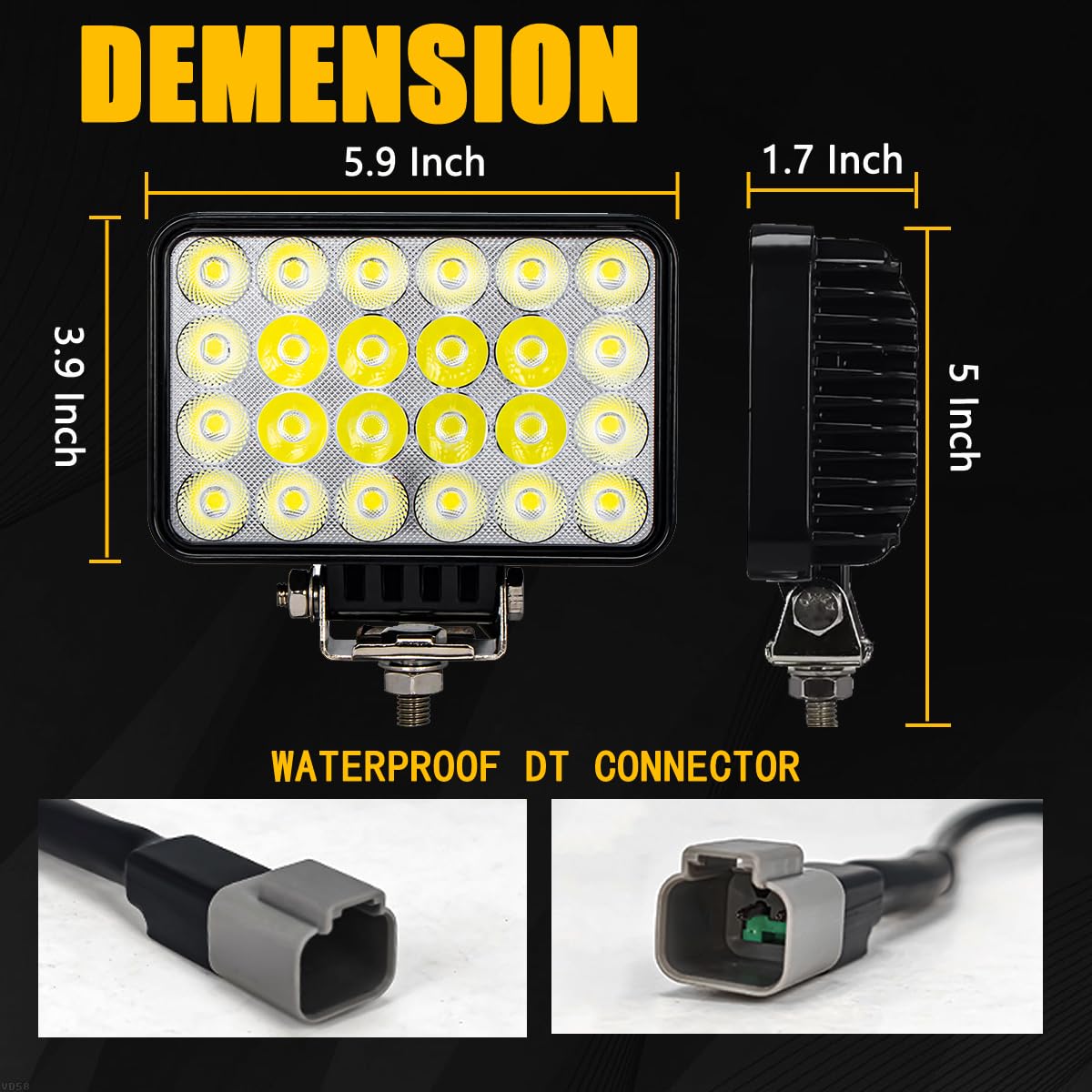 Snapklik.com : LED Tractor Lights 2PCS 6 Inch 10000LM 12v LED Flood ...