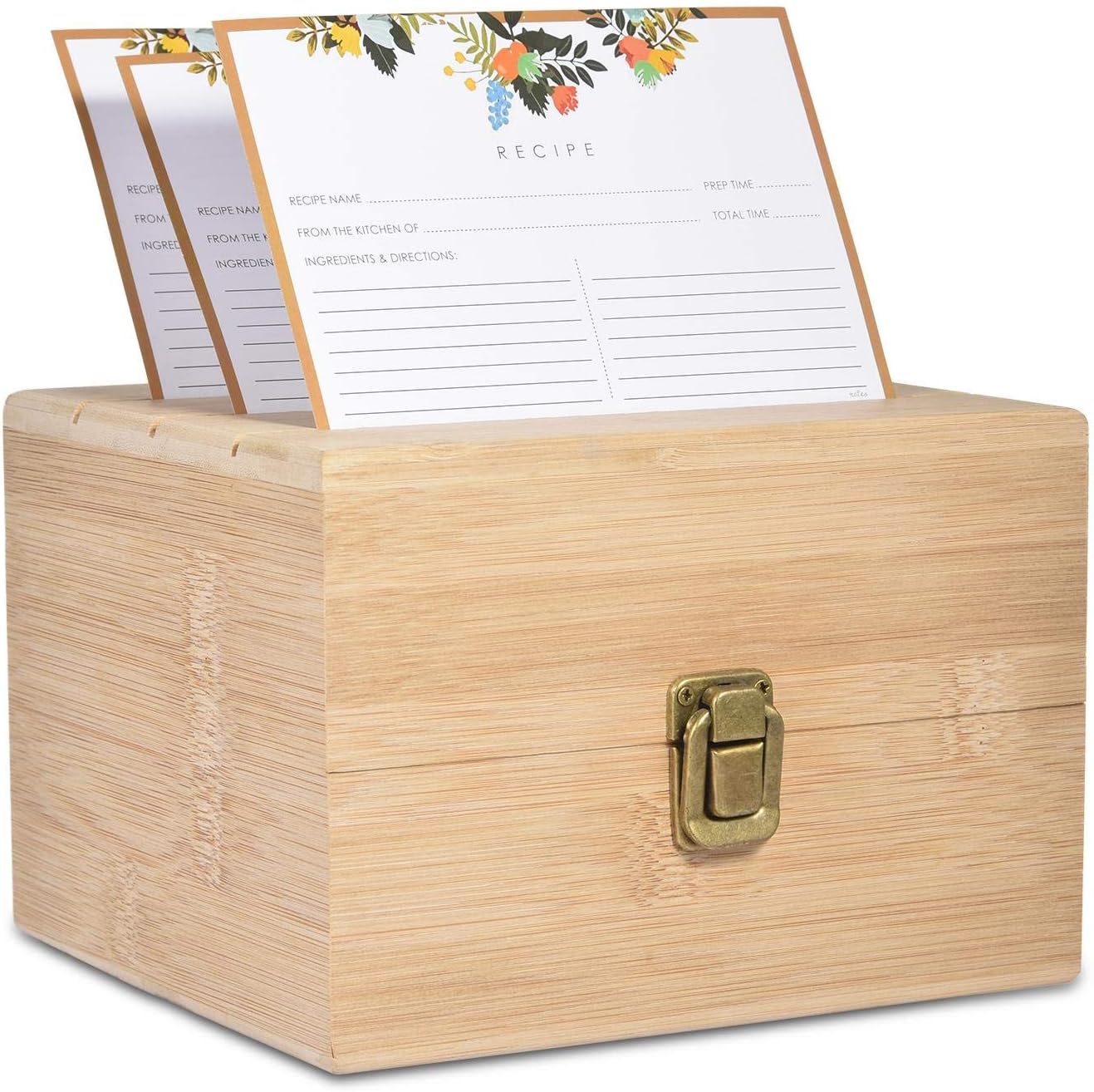 2020 Retro-Style Wooden Recipe Box | Ultimate Kitchen Recipe Box with ...