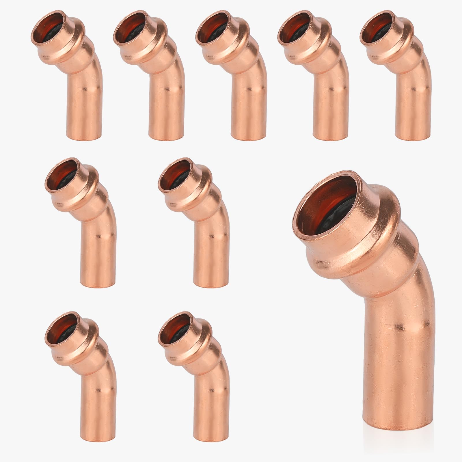 Snapklik.com : (Pack Of 10) 1/2" X 1/2" Copper Press Fit 45 Degree ...