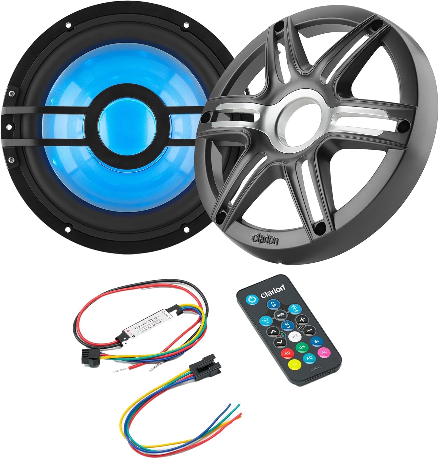 Amazon.com: Clarion CMSP-101RGB-4 10" Marine 4-Ohm Subwoofer with RGB ...