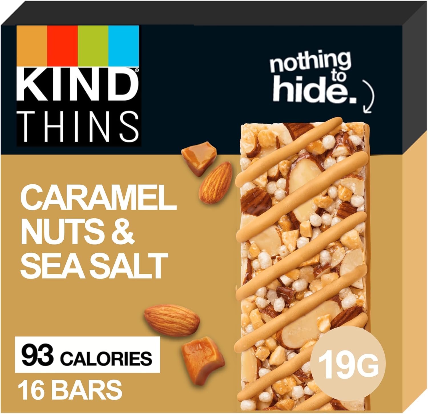 KIND Thins, Gluten Free Snack Bars, Caramel Nuts & Sea Salt, High Fibre ...