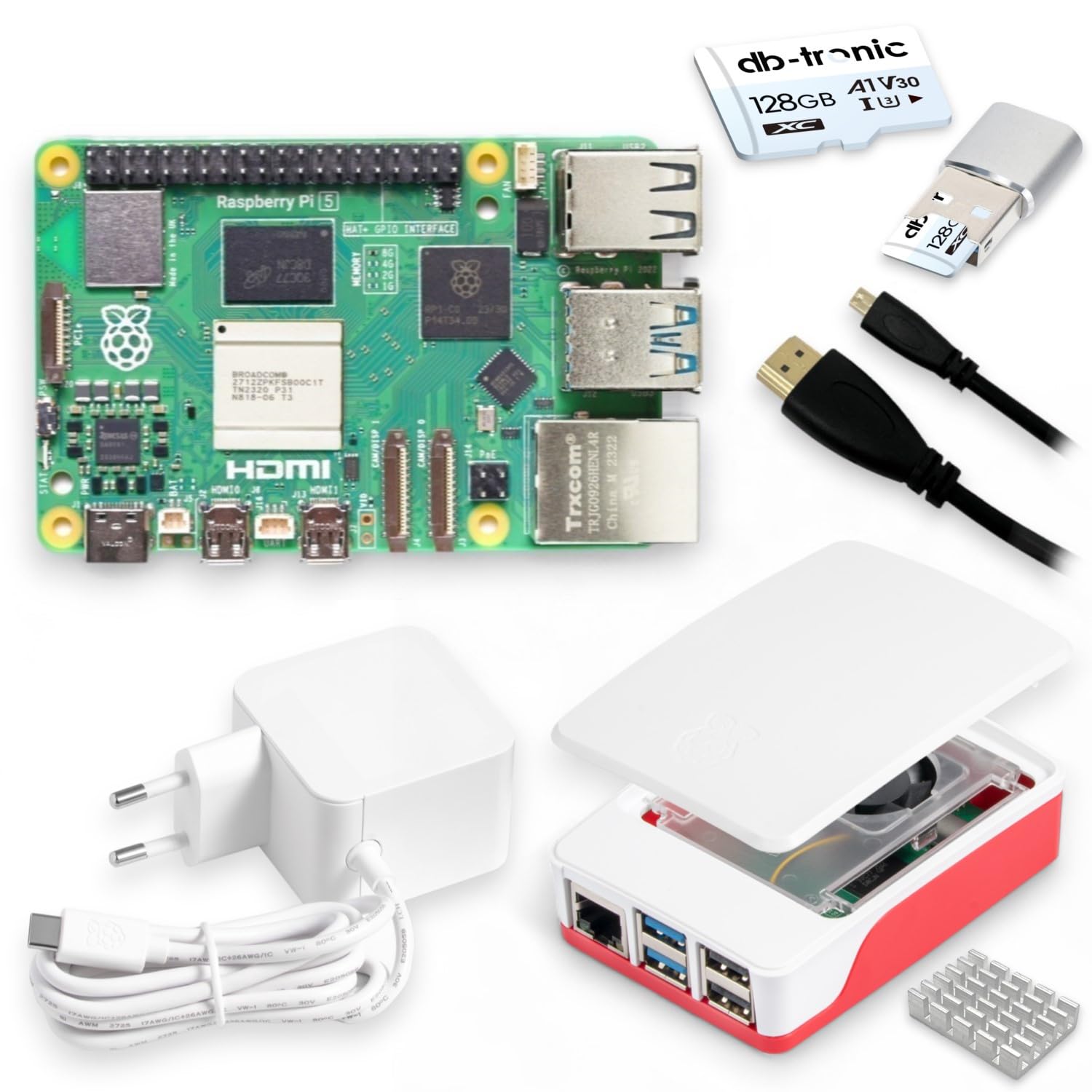 Raspberry Pi 5 8GB Starter Kit | 128GB microSD | Official 27W Power ...