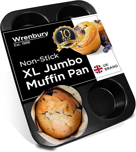 Amazon.com: Wrenbury Jumbo Muffin Pan 6 Cup - Nonstick XL Deep Muffin ...
