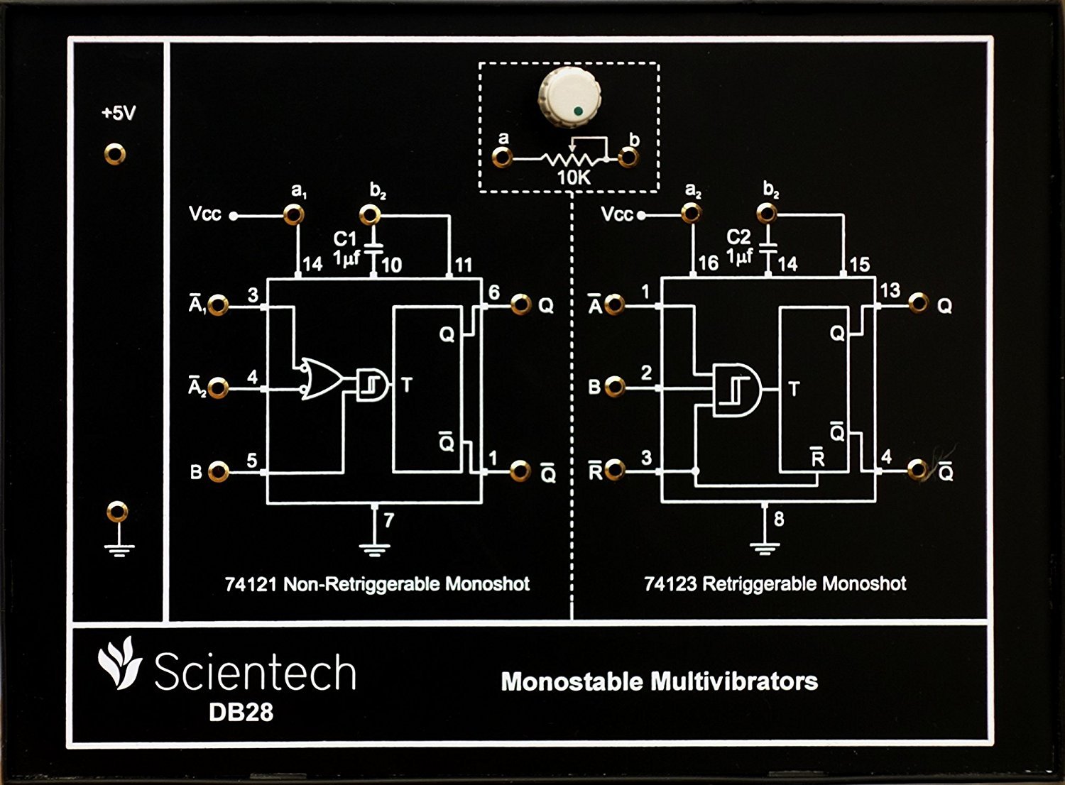 DB28 - Monostable Multivibrator Experiment Board and Trainer Kit with 1 ...