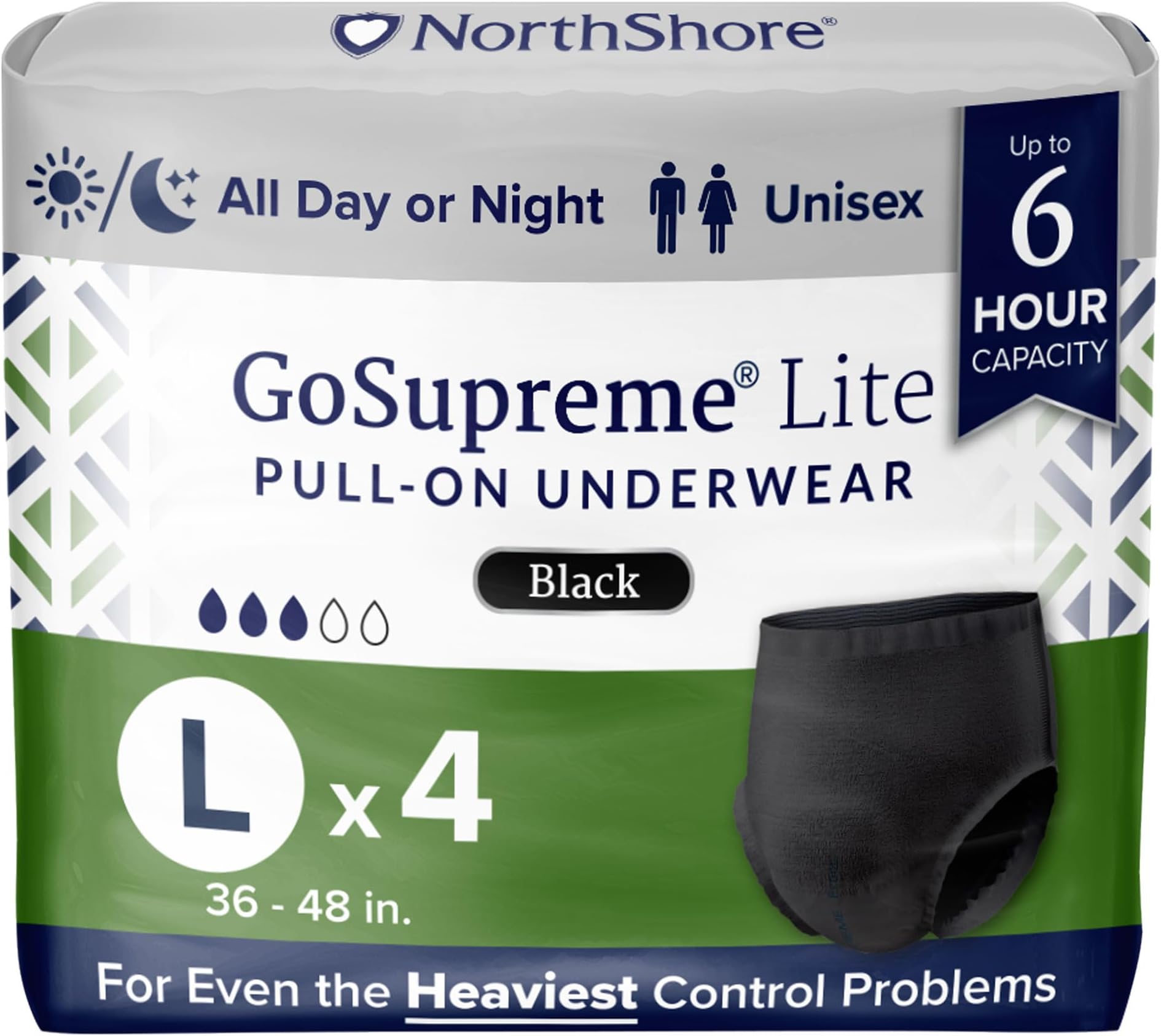 Amazon.com: NorthShore GoSupreme Lite Incontinence Underwear, 6-Hour ...