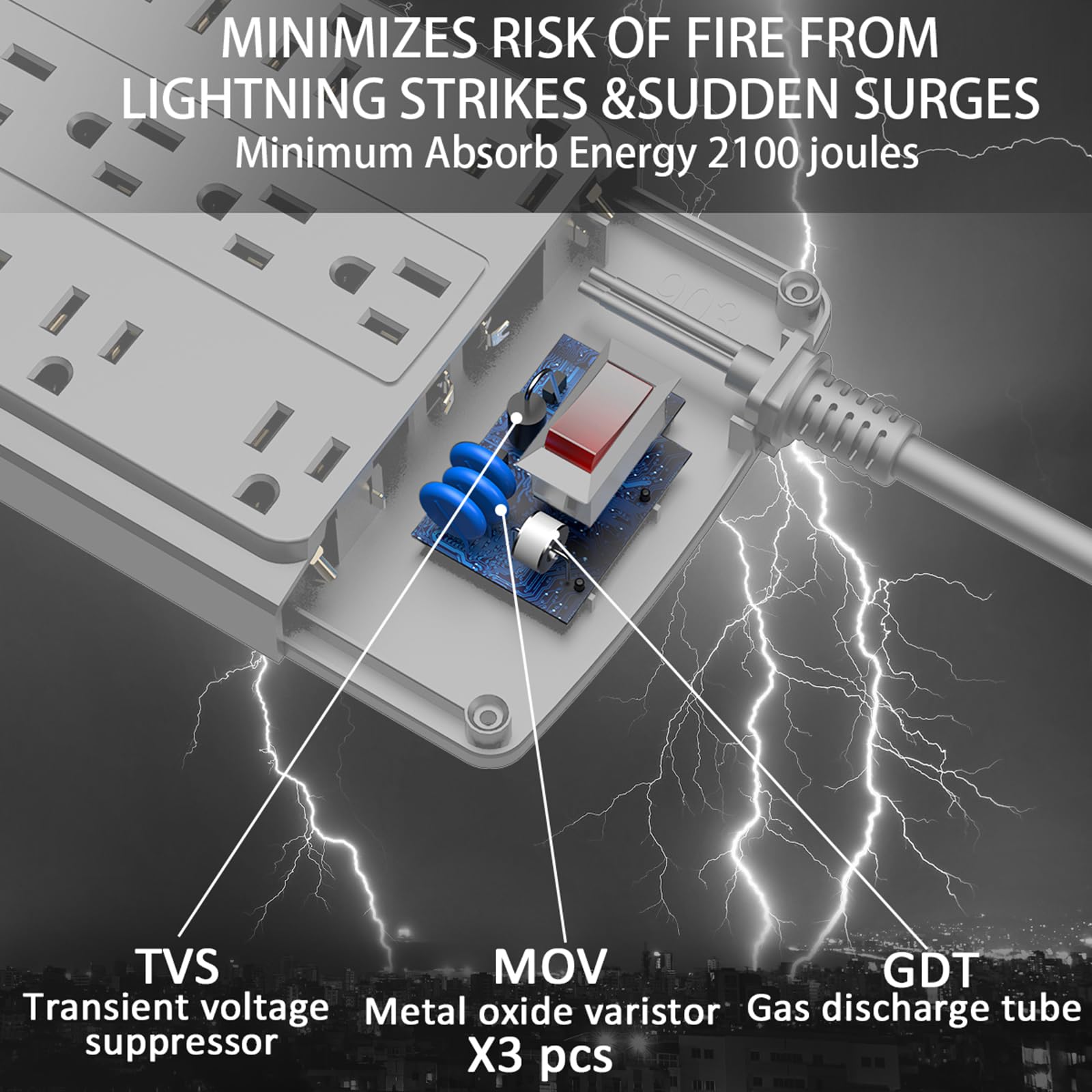 Snapklik.com : 18 Outlets Surge Protector Power Strip - 10 Feet Flat ...