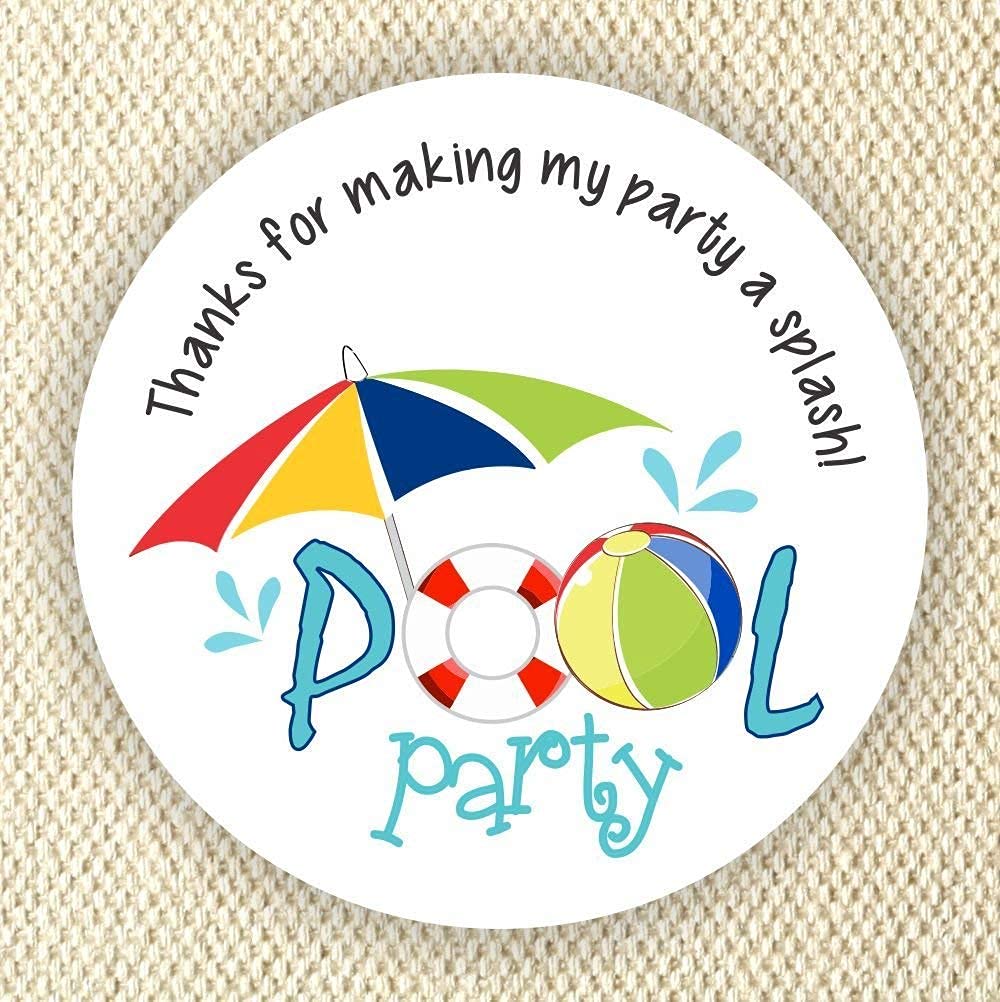 Thank you for my Party a Splash Labels – Pool Party favor stickers ...
