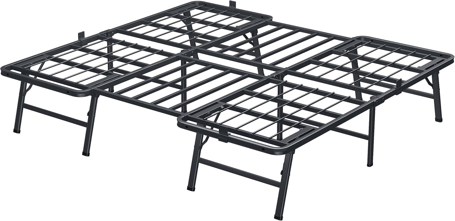 Amazon.com: VIPSHOW 18 Inch King Metal Bed Frame Folding Bed Frame Tool-Free Assembly Mattress ...