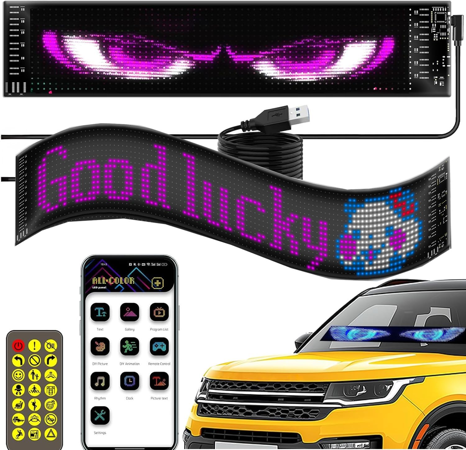 Amazon.com: Devil Eyes Light for Cars, Colorful Eye Lamp Soft Screen ...
