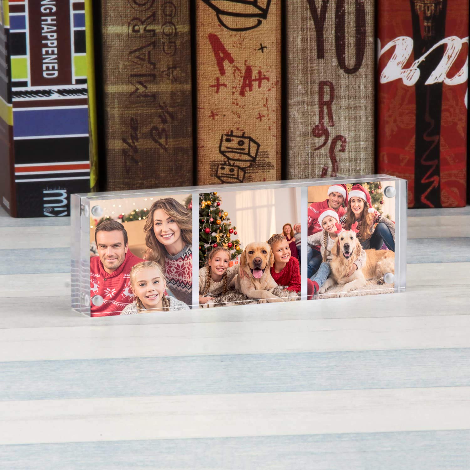 NIUBEE Photo Booth Acrylic 2x6 Picture Frame, Double Sided Mini Block ...