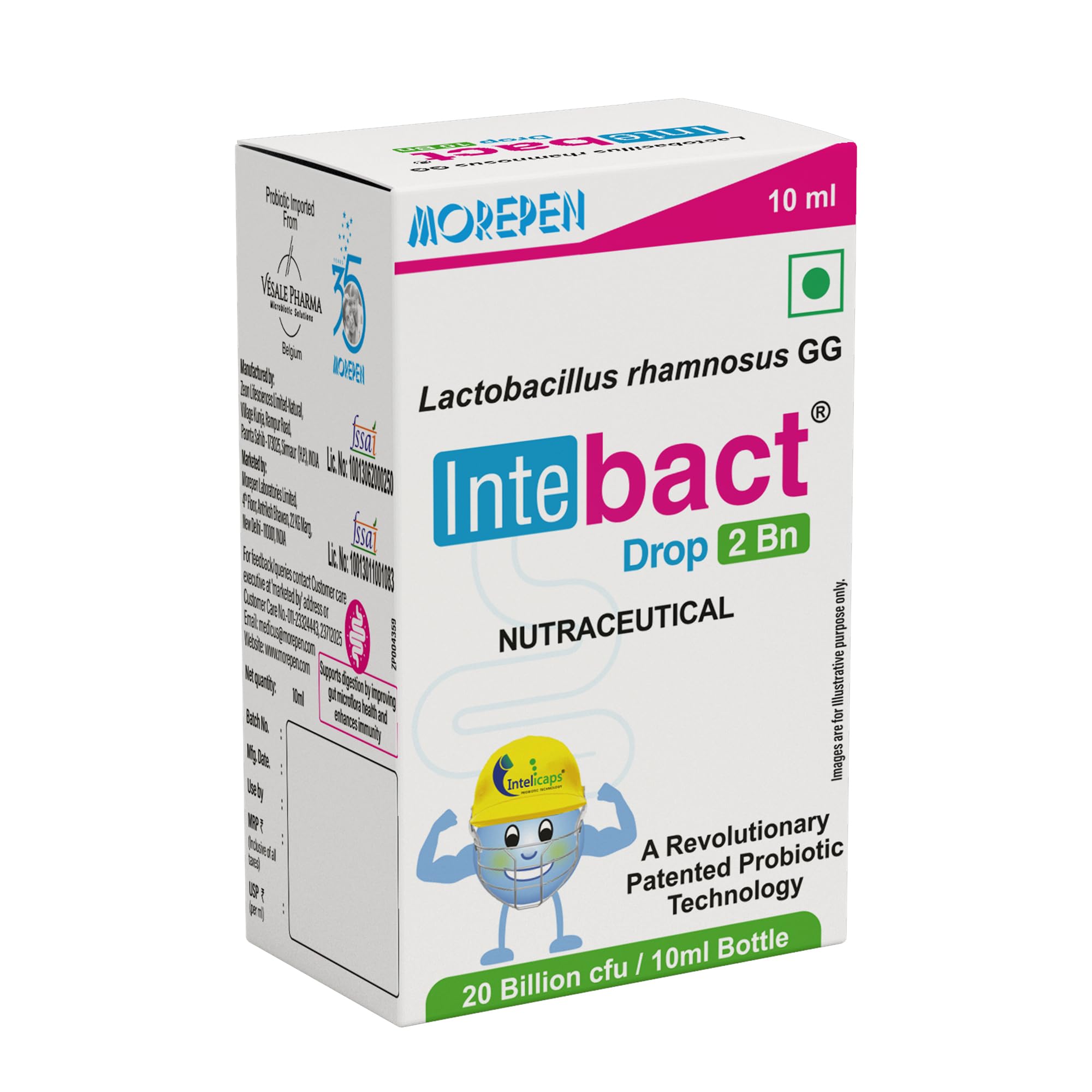Morepen INTEBACT DROPS 2BN Probiotics Supplement Lactobacillus Bacteria ...