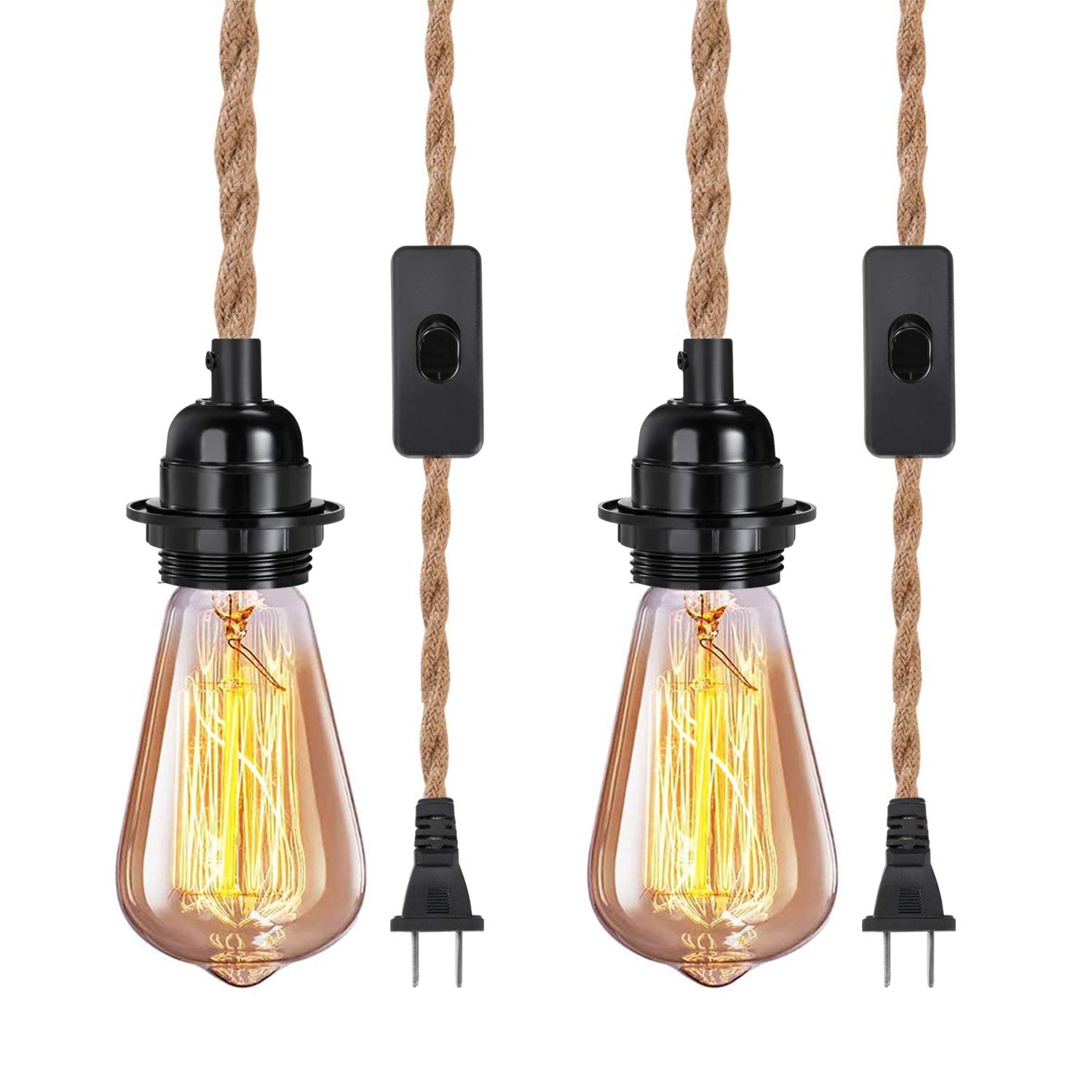 Elibbren 2 Pack Vintage Hanging Light Cord Kit with Switch, 13.12FT ...