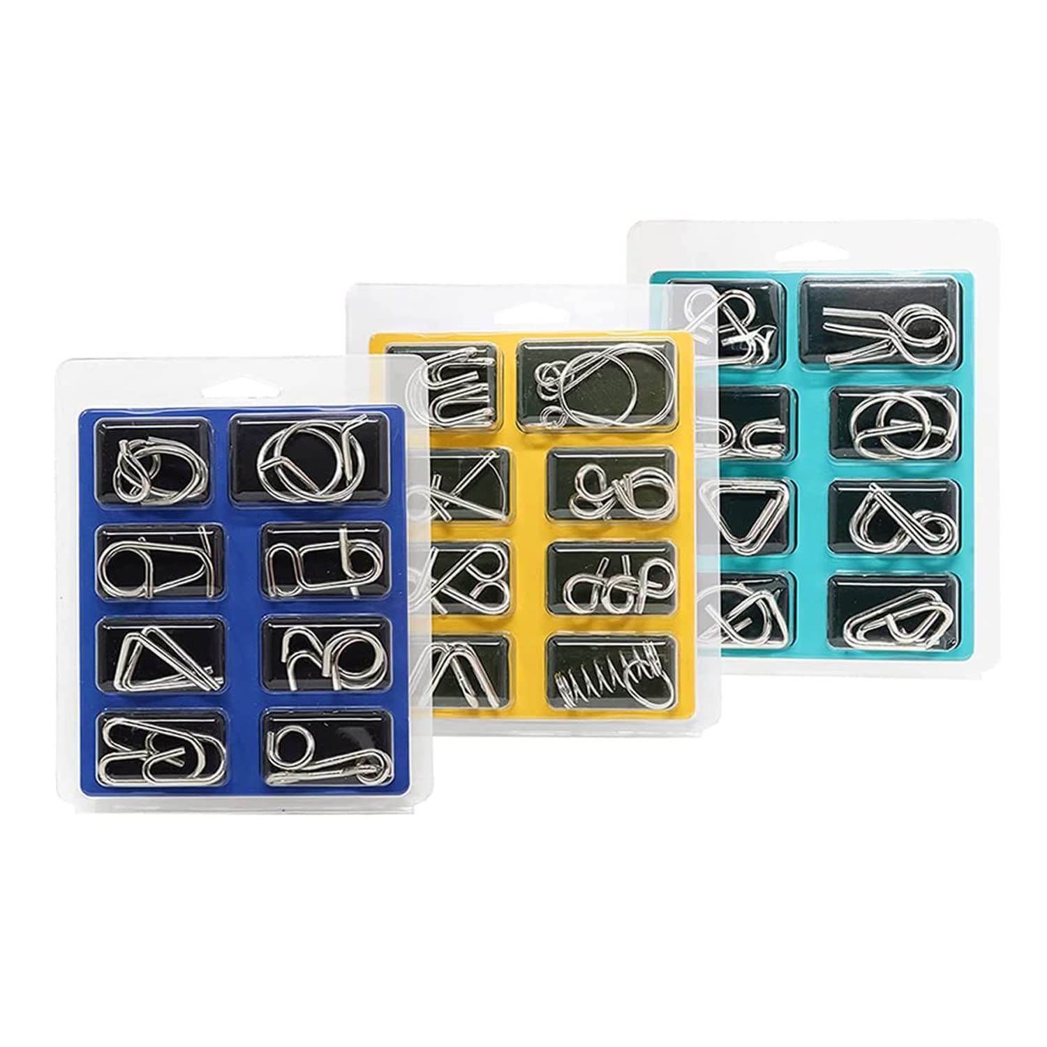 24 Pieces Metal Wire IQ Brain Mind Teaser Puzzles Gift Toys,Iron Link ...