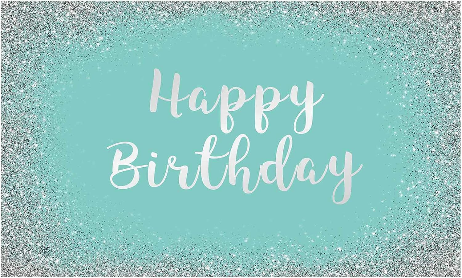Allenjoy 5x3ft Turquoise Silver Happy Birthday Backdrop Women Girl Bday ...