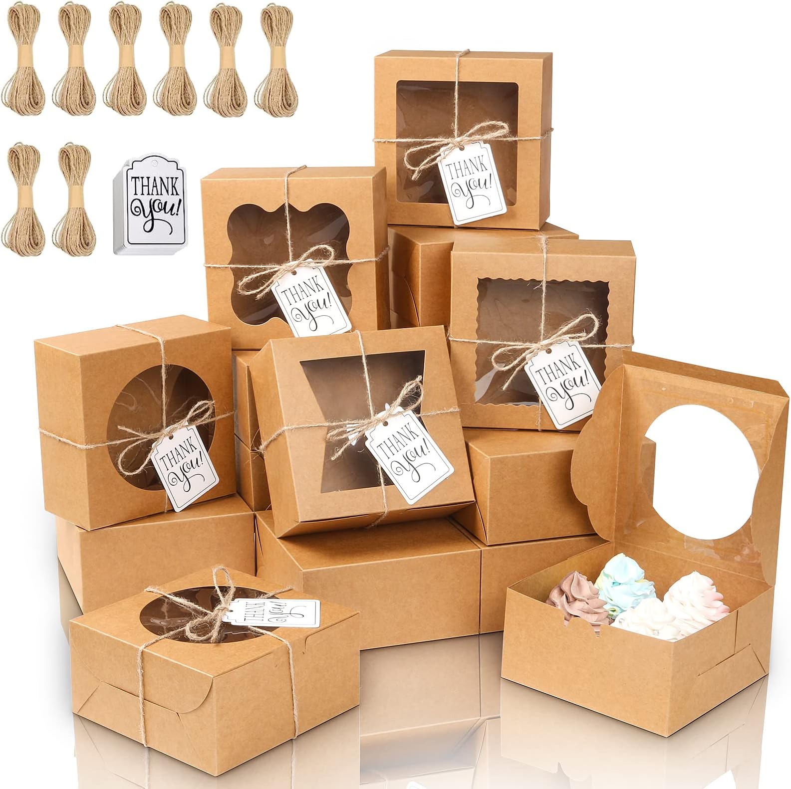 Cajas para Postres de Papel Kraft Con Ventana, 50 Unidades Cajas para ...