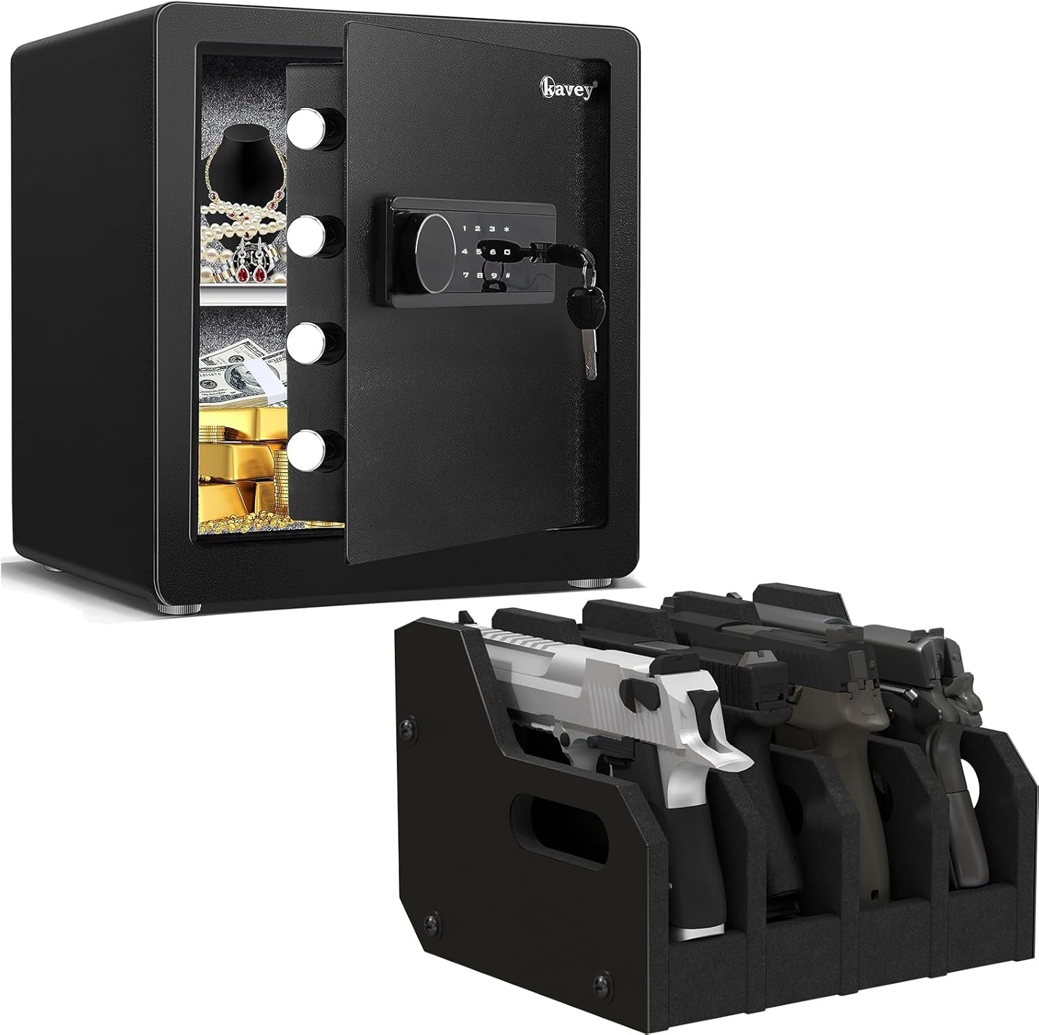 Kavey 1.7 Cub Safe with LED Light, Home Safe and Gun Rack for 4 ...