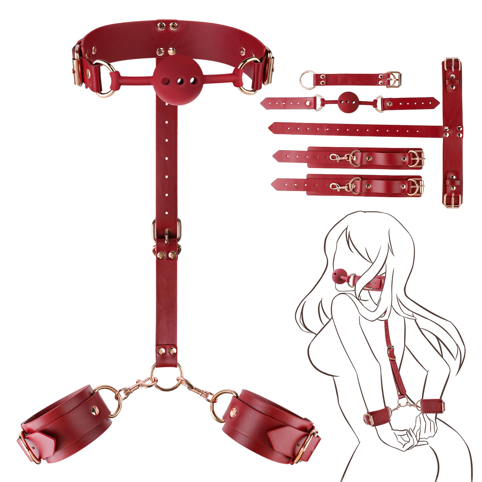 Amazon.com: BDSM Bondage Restraints Set Couples Sex Toys, 5PCS Neck to ...