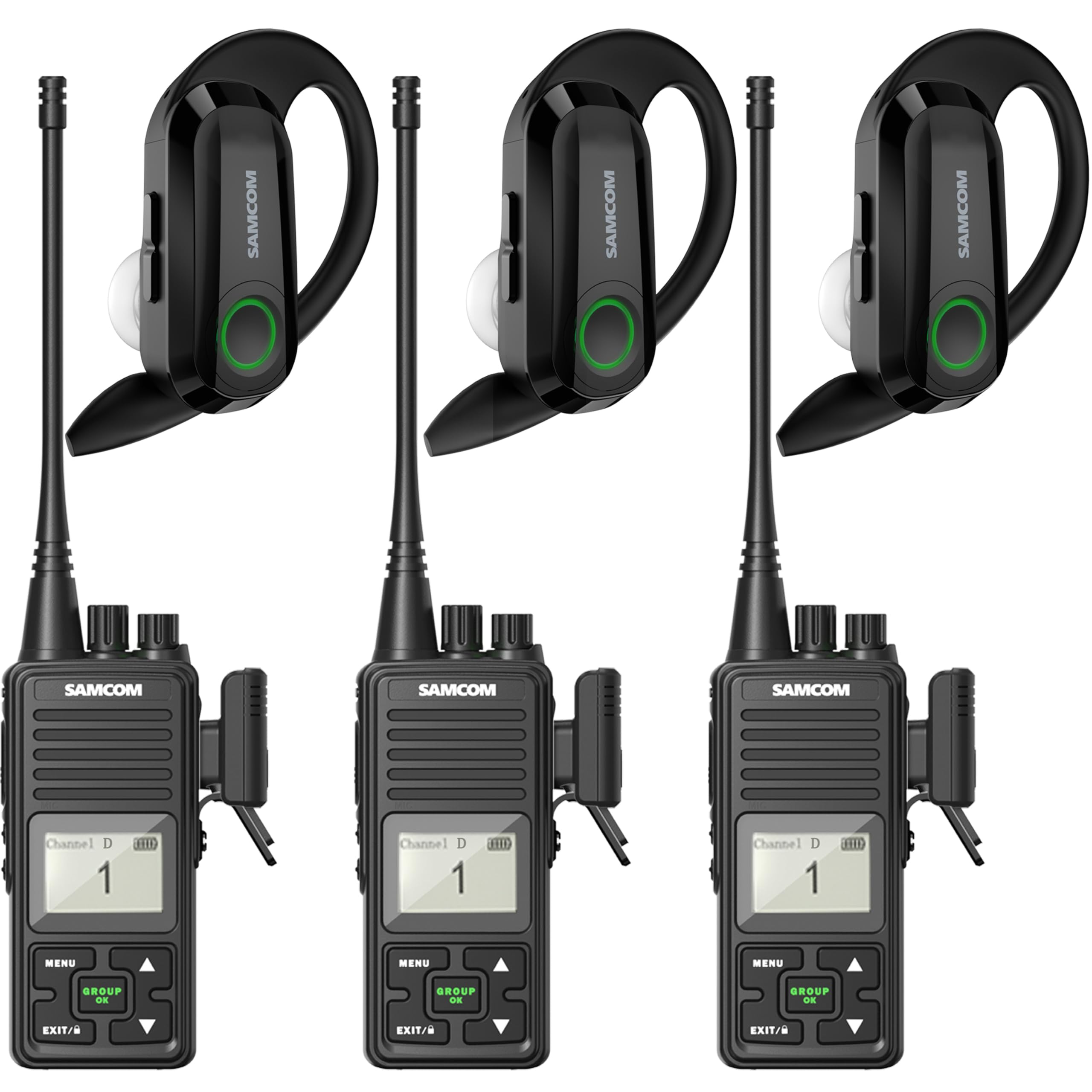 Amazon.com: SAMCOM 3 Pack FPCN10A Two-Way Radios with 3 Pcs Wireless ...