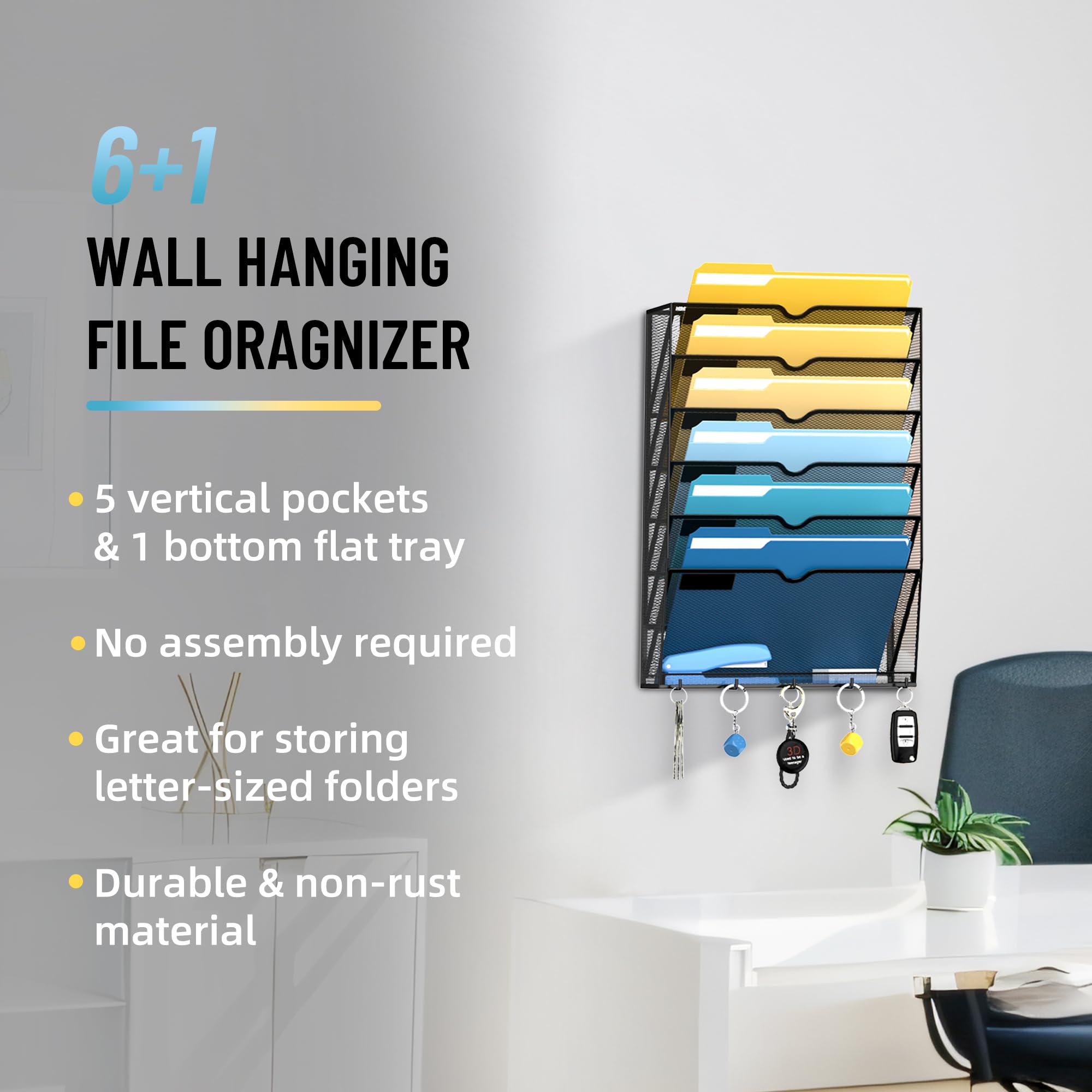 Snapklik.com : 7-Tier Mesh Wall File Holder, Hanging Wall File ...