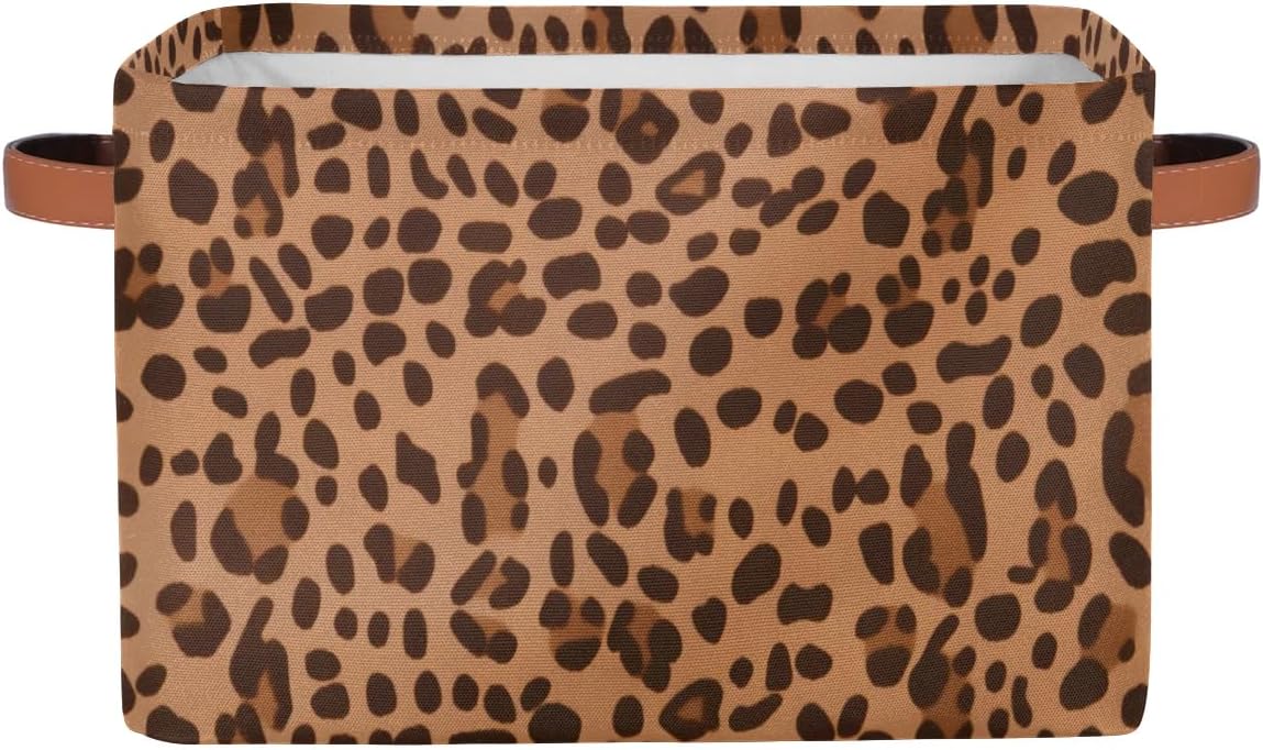 Amazon.com: SinSenMa Leopard Storage Baskets with Handles,Foldable ...
