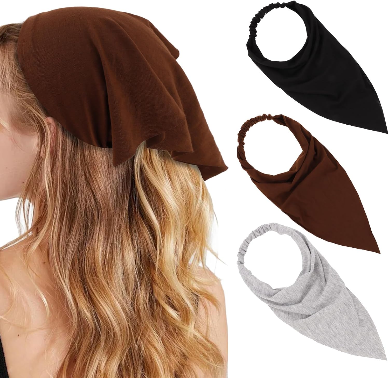 Amazon.com: Hotalisona Black Bandana Hair Head Bands Scarf for Women's ...