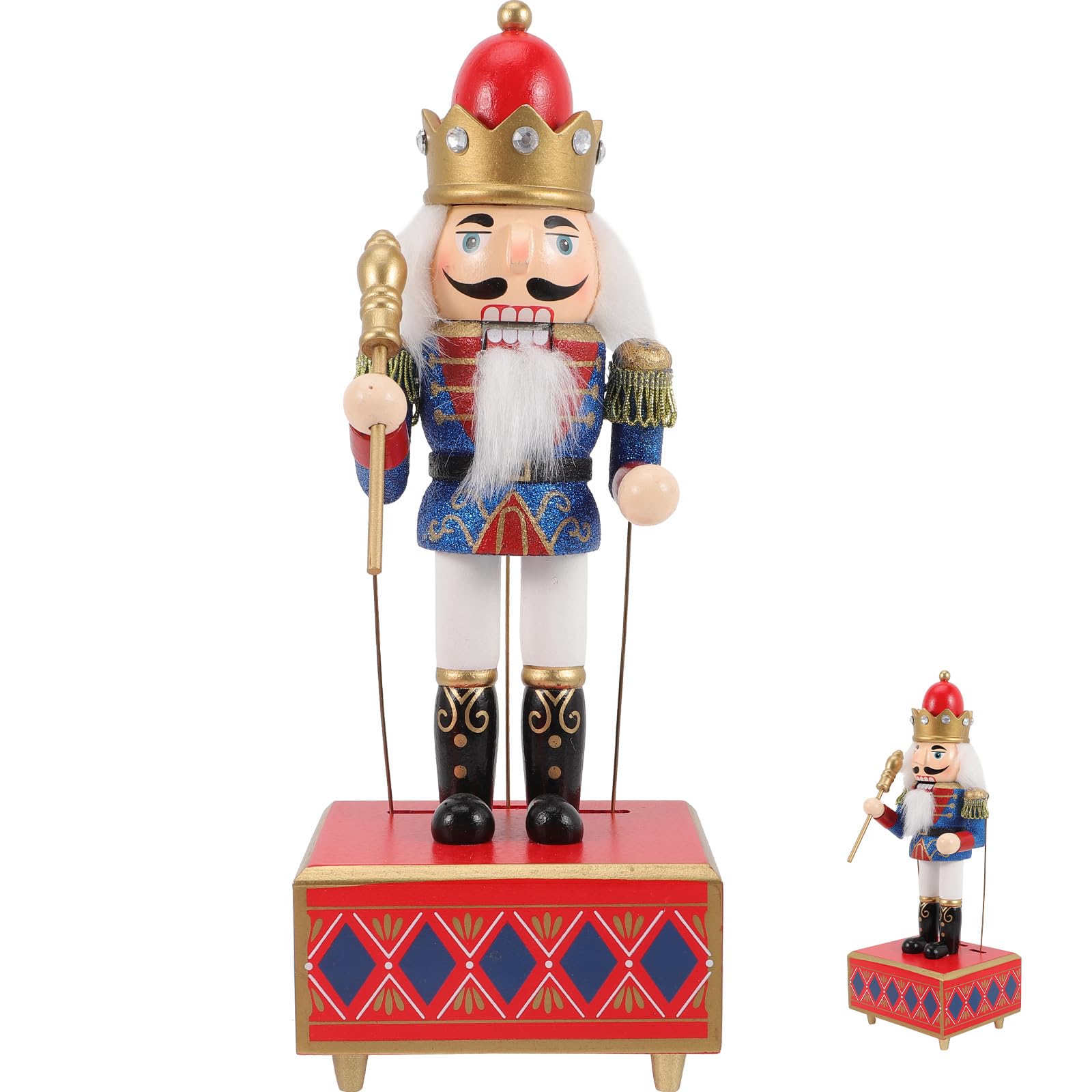 Cabilock 12 Inch Nutcracker Music Box, Wooden Drummer Nutcracker ...