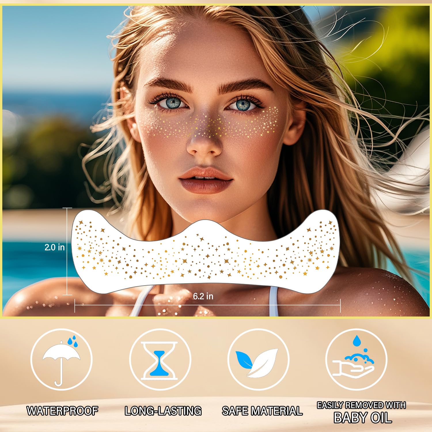 Snapklik.com : 15 Pcs Gold Glitter Freckles, Waterproof Glitter ...