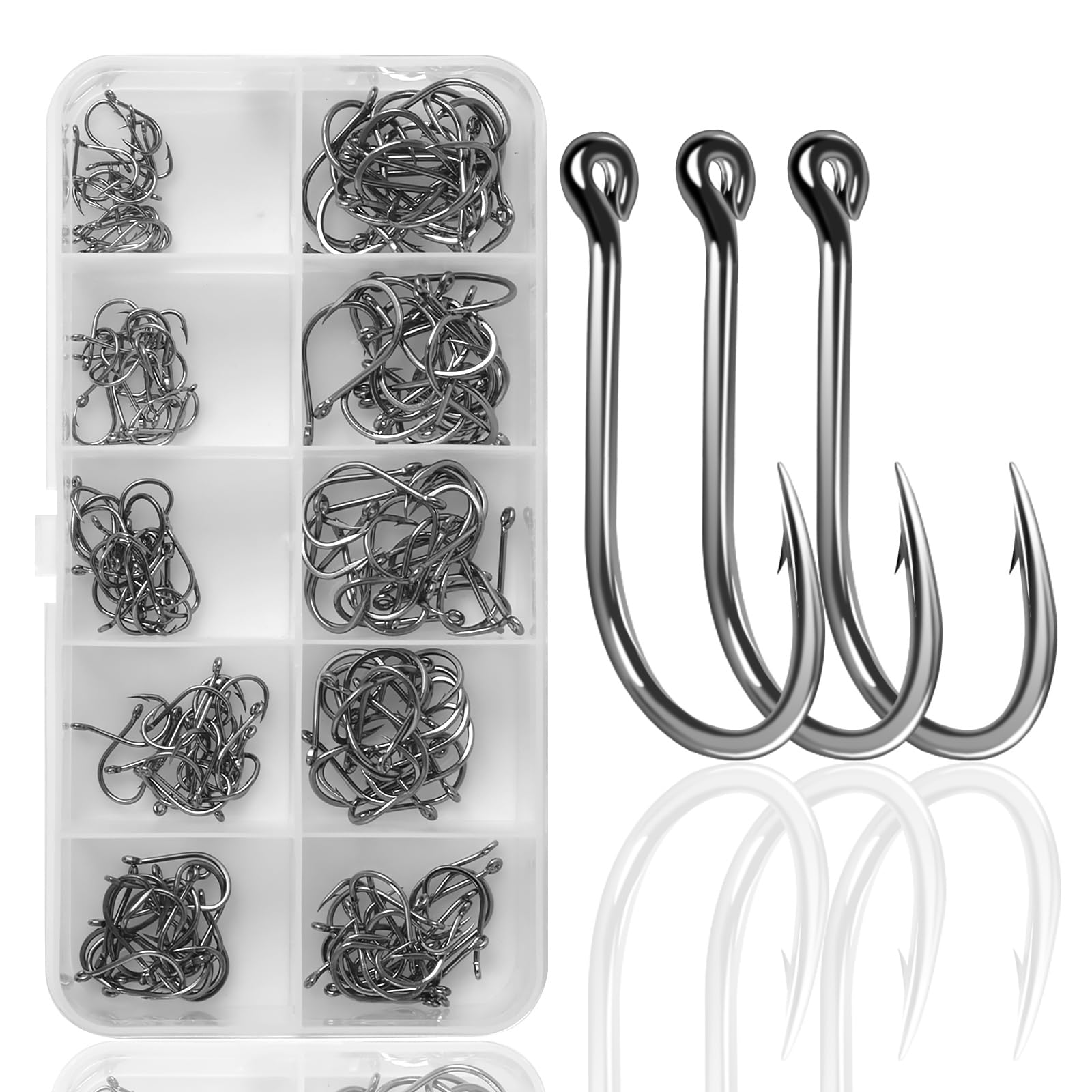 Emperoch 200 Pcs Small Fishing Hooks, 10 Sizes(3#-12#) Strong Sharp ...