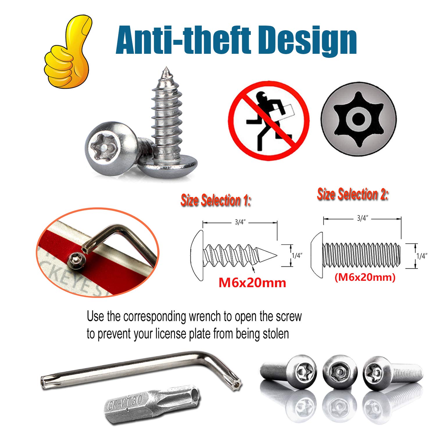 Snapklik.com : YoUoY Anti Theft License Plate Screws -Stainless Steel ...