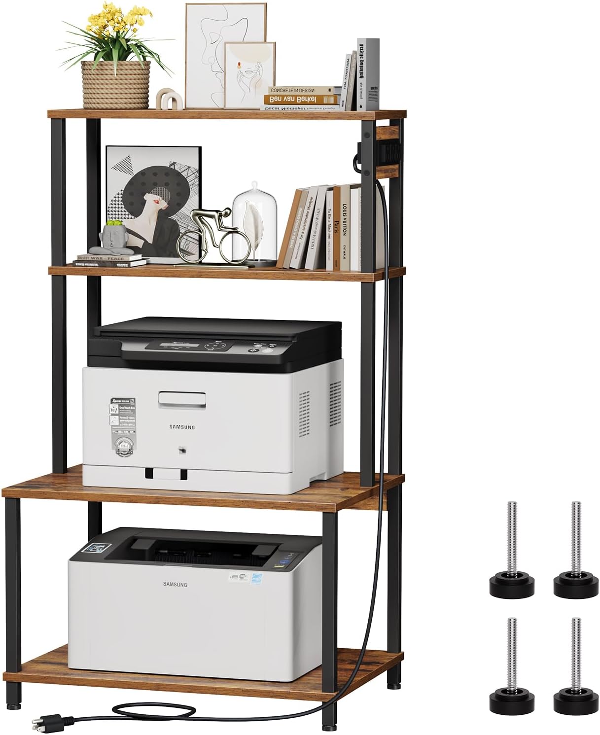 Amazon.com: Printer Stand with Storage, 4 Tier Printer Table with ...