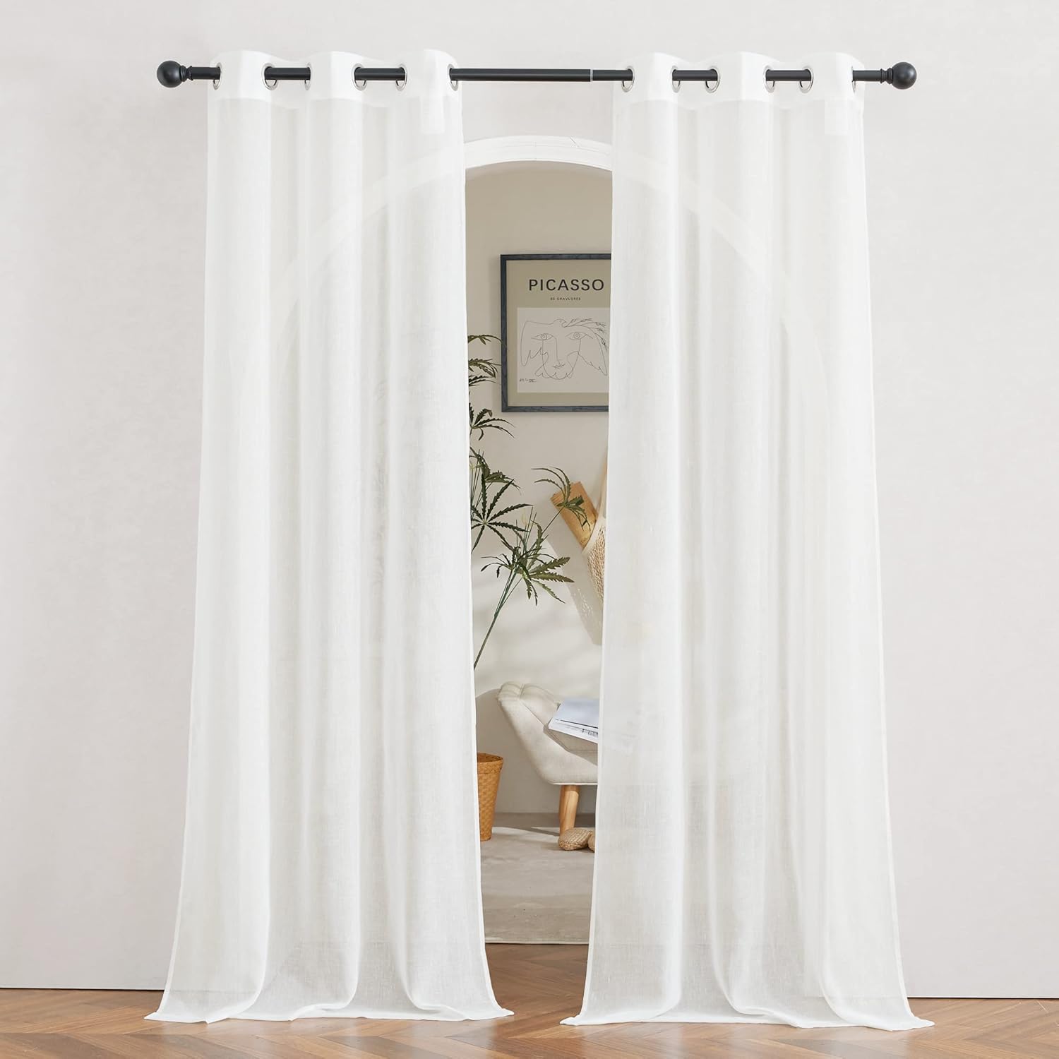 Amazon.com: NICETOWN Living Room Ivory Curtains 84 inch Long, Grommet ...