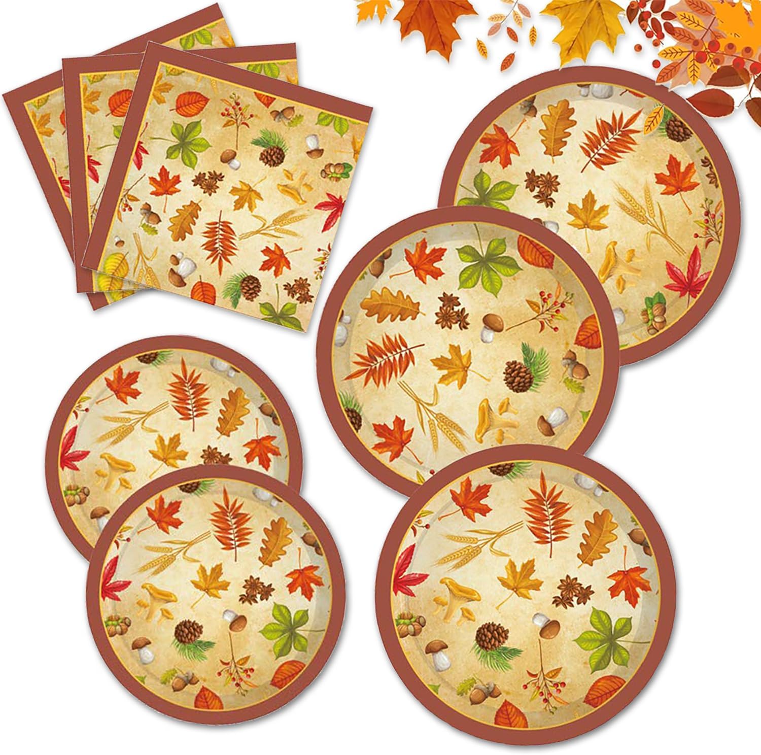 Amazon.com: Juvale Fall Leaves Paper Plates for Thanksgiving Party (9 ...