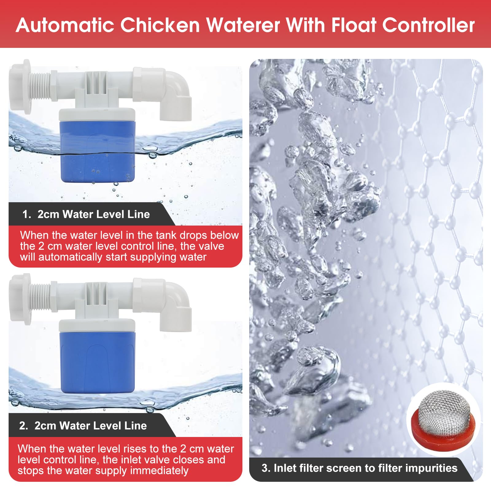 Automatic Waterer For Chickens 3 Gallon - Float Controlled Poultry ...