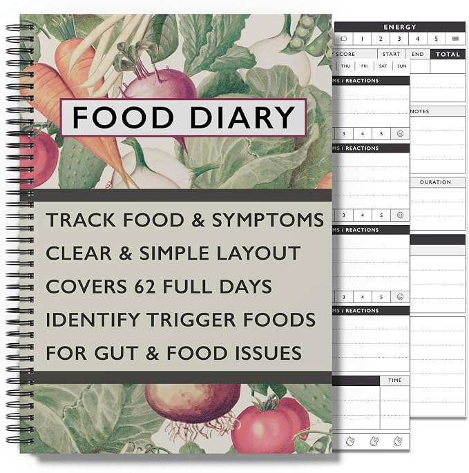 Food Diary and Symptom Log: A5 Food Diary Journal Daily Tracker for ...