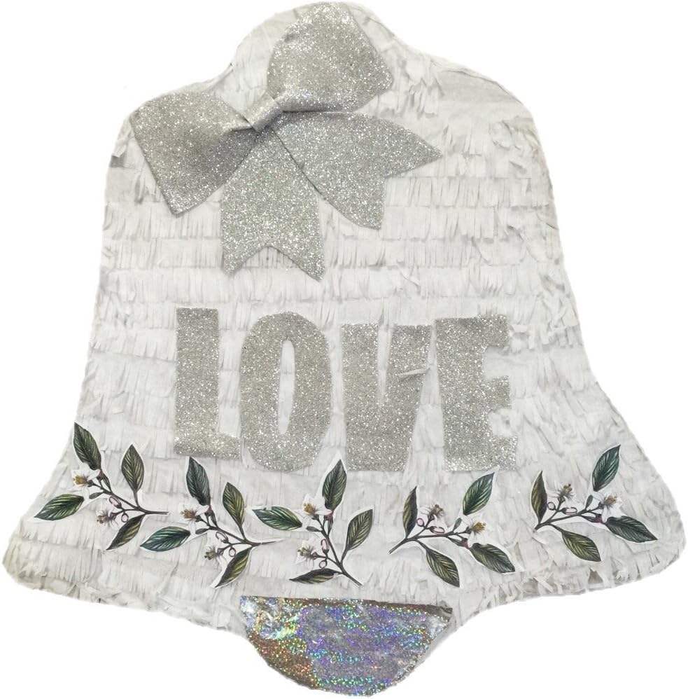 Amazon.com: Wedding Bell Pinata 19" Tall White & Silver Colors : Toys ...